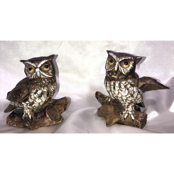 Homco | Accents | Owl Realistic 2 Figurines Ceramic Vintage Homco 114 5 ...